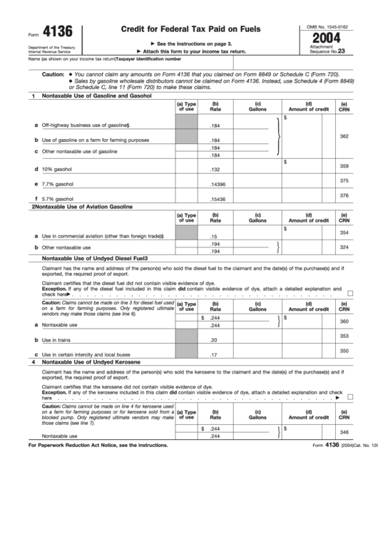 Form 4136 Fillable Printable Forms Free Online