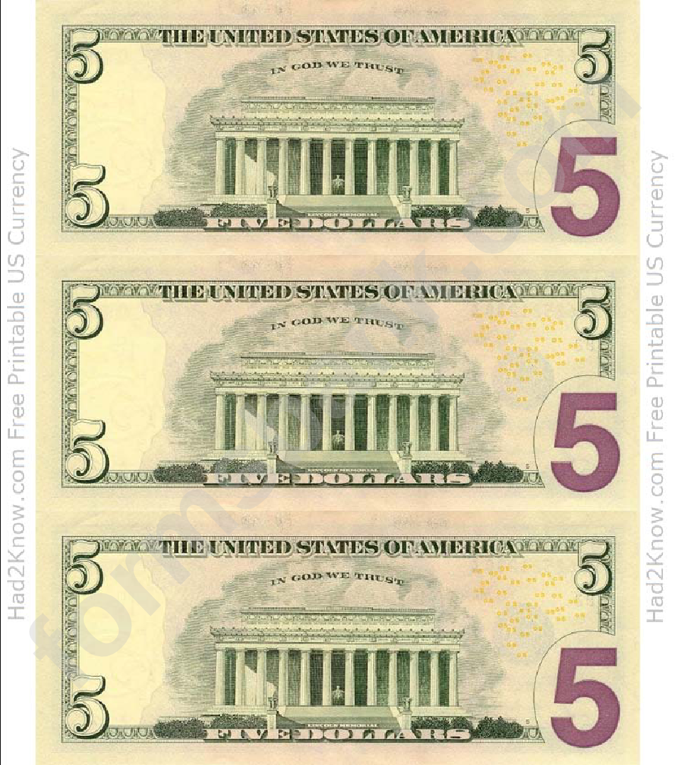 5 Dollar Bill Printable Printable World Holiday