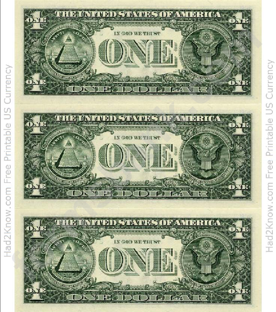 One Dollar Bill Printable Template Printable Templates