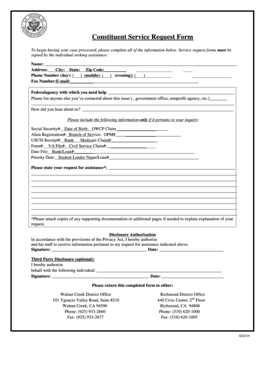 Constituent Service Request Form - Congressman Mark Desaulnier ...