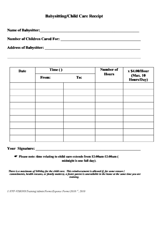 Child Care Center Year End Receipt Template Beautiful Printable 