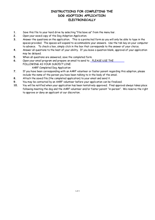 Dog Adoption Application printable pdf download