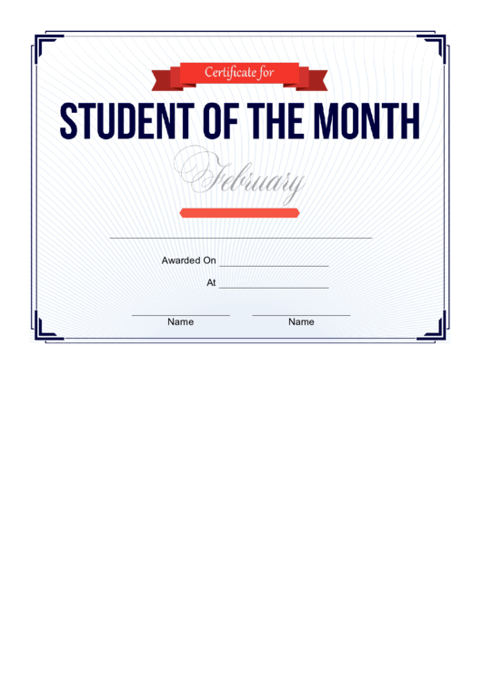 Student Of The Month February printable pdf download