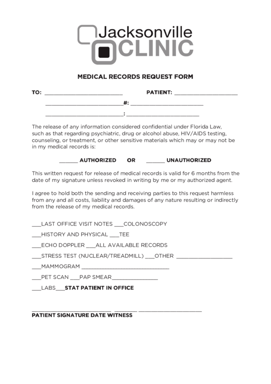 Medical Records Request Form printable pdf download
