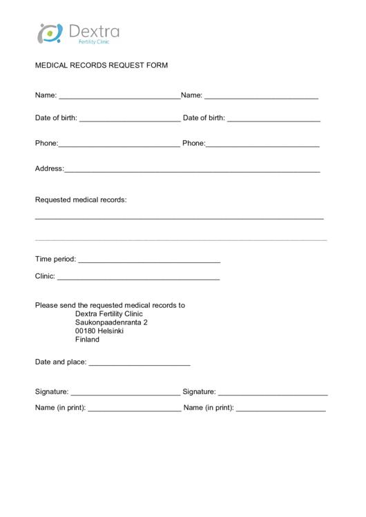 Medical Records Request Form printable pdf download