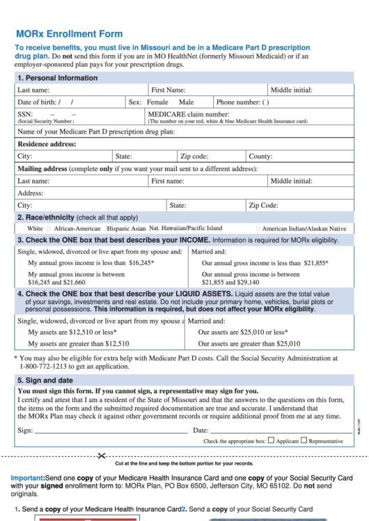 Fillable Morx Enrollment Form printable pdf download