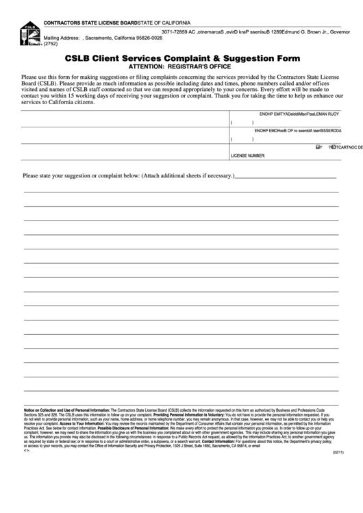 Top 8 Cslb Forms And Templates Free To Download In PDF Format
