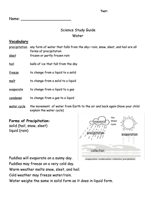 Science Study Guide Water printable pdf download