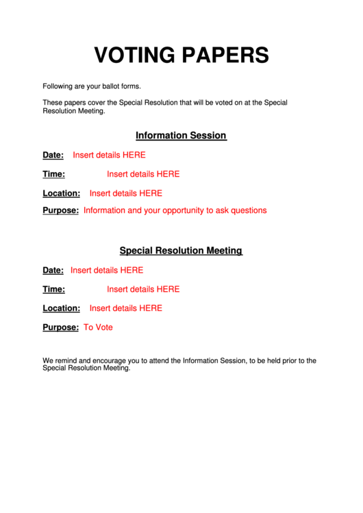 How To Vote Guide printable pdf download