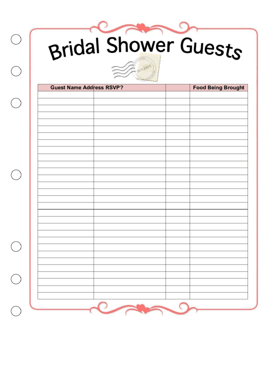 Baby Shower Guest List Printable Pdf Download