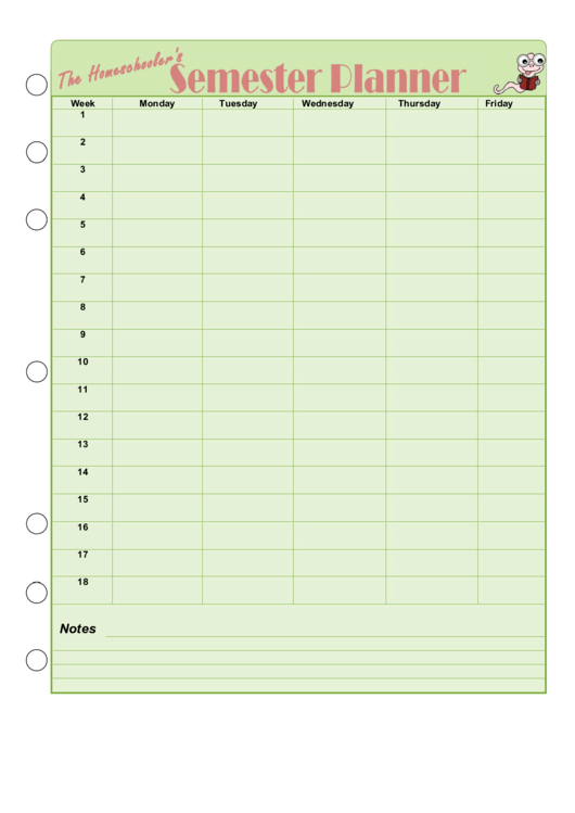 Homeschooler Semester Planner Template Printable Pdf Download