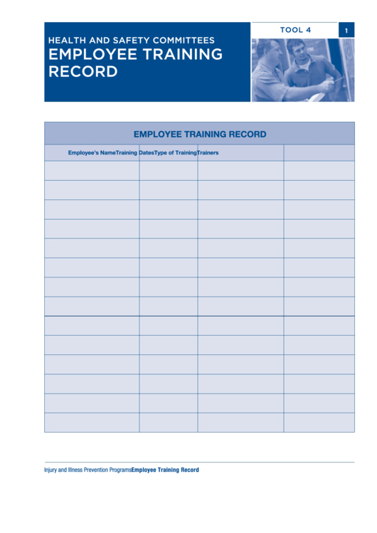 Fillable Employee Training Record Printable Pdf Download