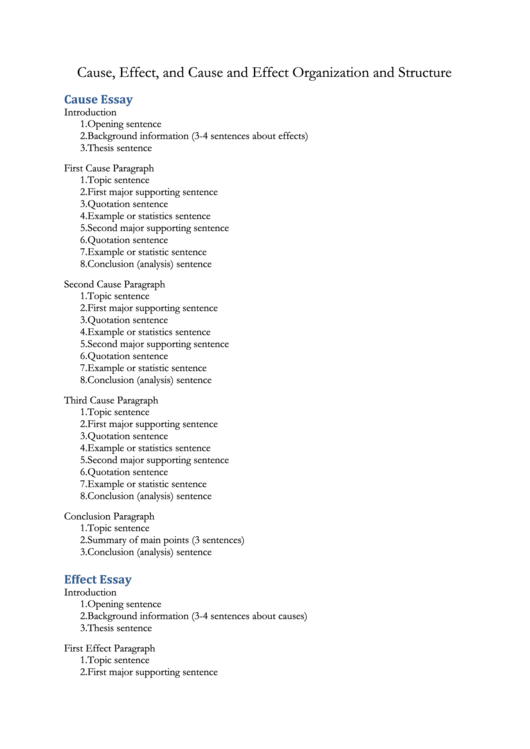  Cause And Effect Paragraph Structure How To Write A Cause And Effect