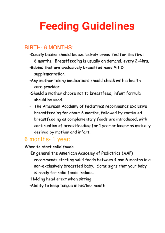 Feeding Guidelines printable pdf download