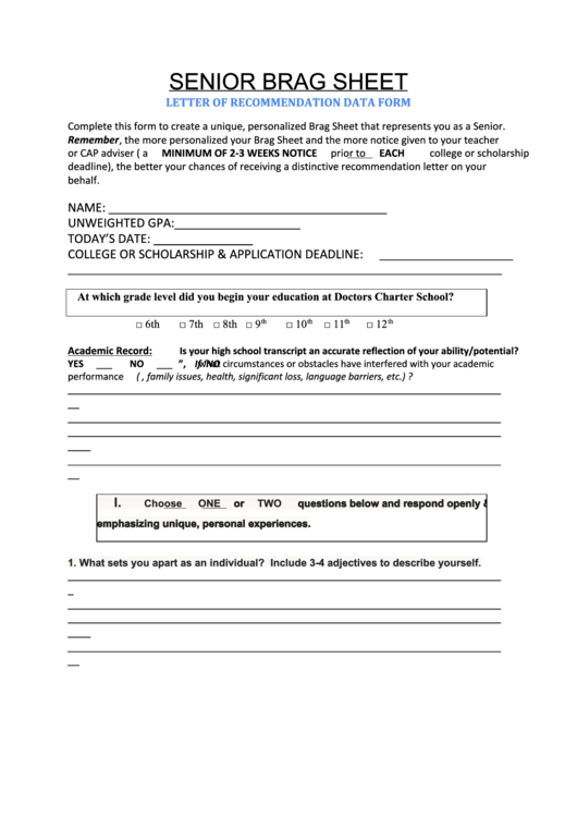 28 Brag Sheets Free To Download In PDF