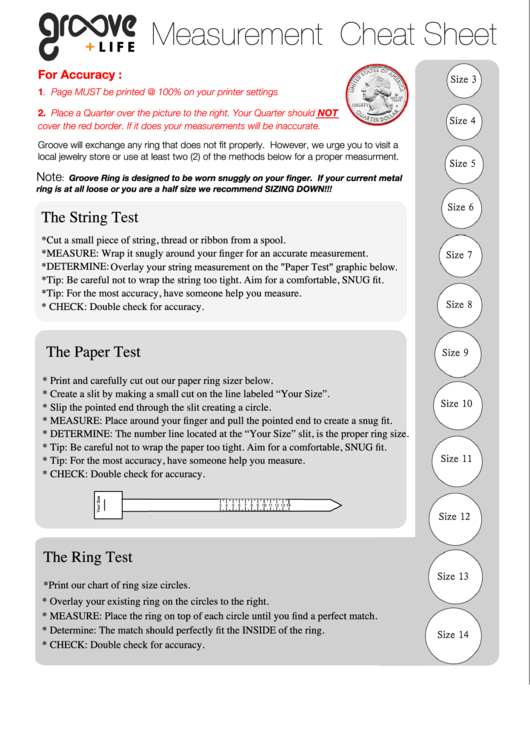 Measurement Cheat Sheet Printable Pdf Download