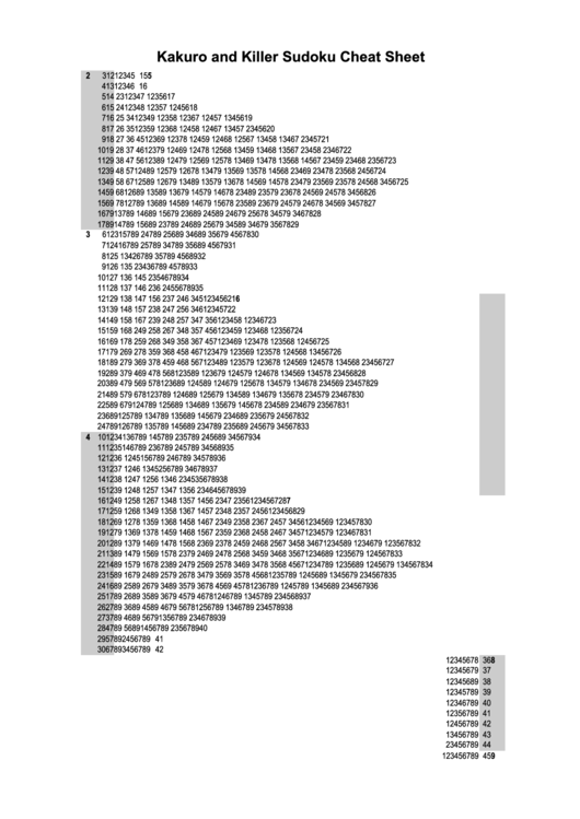 Sudoku Killer Combinations Sudoku Game