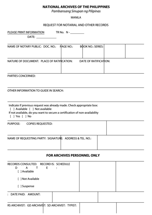 Request For Notarial And Other Records - National Archives Of The ...