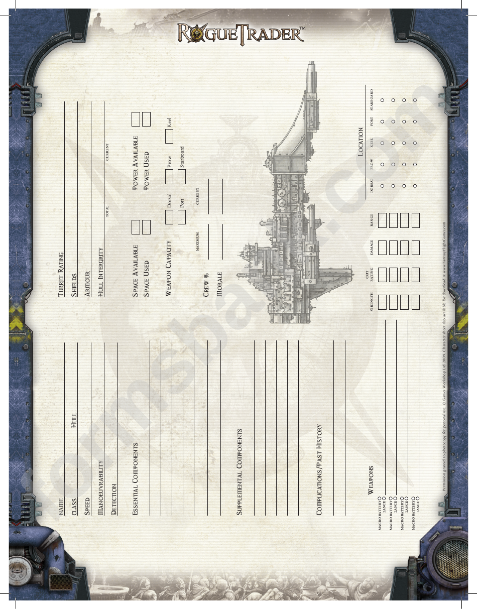 Rogue Trader Character Sheet Printable Pdf Download