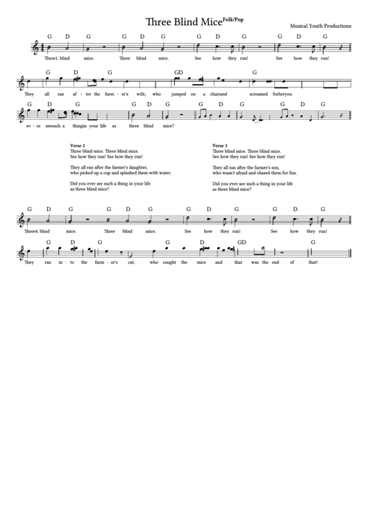 Three Blind Mice printable pdf download