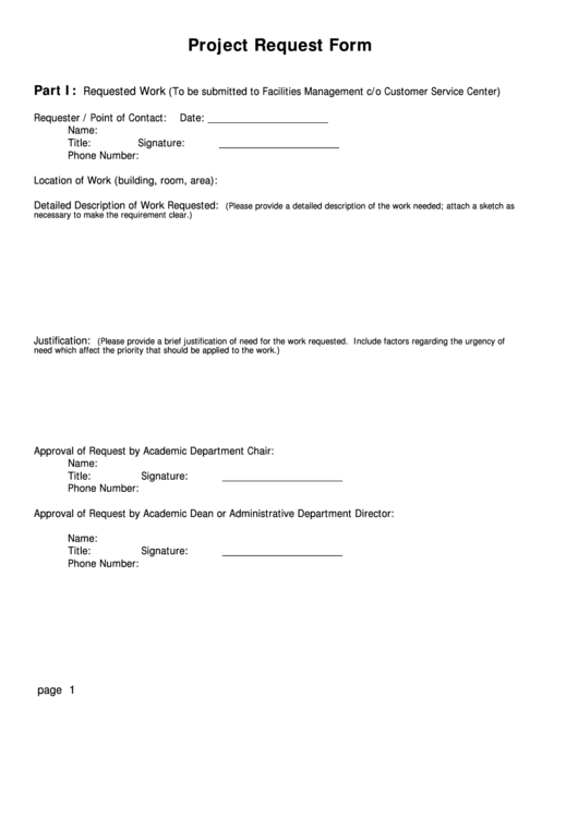 Project Request Form printable pdf download