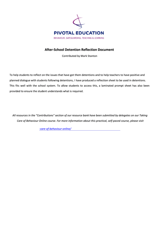 After&school,detention,reflection,document printable pdf download