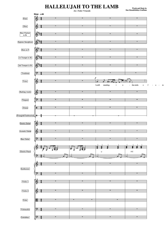 Hallelujah To The Lamb - Fedor Vrtacnik printable pdf download