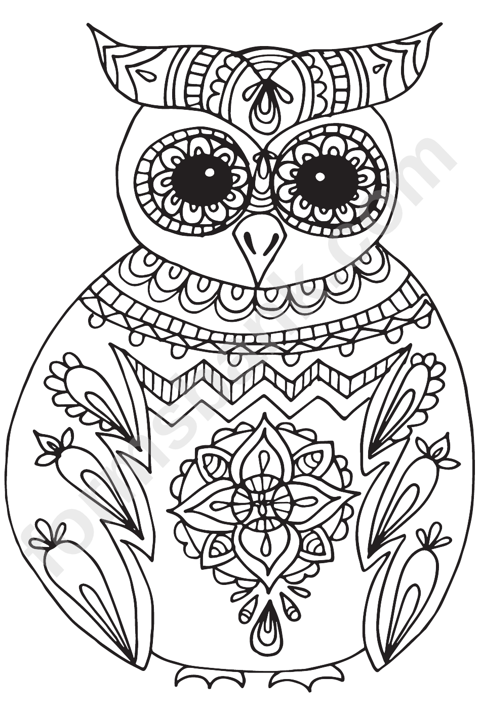 Fillable Owl Coloring Sheet printable pdf download