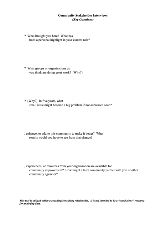 Community Stakeholder Interviews printable pdf download