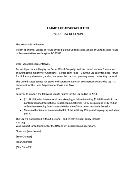 Advocate Letter Template