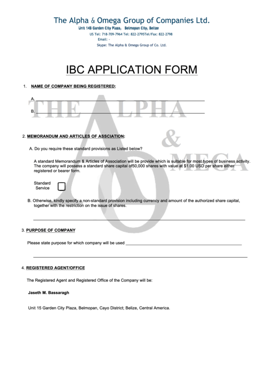 Ibc Application Form printable pdf download
