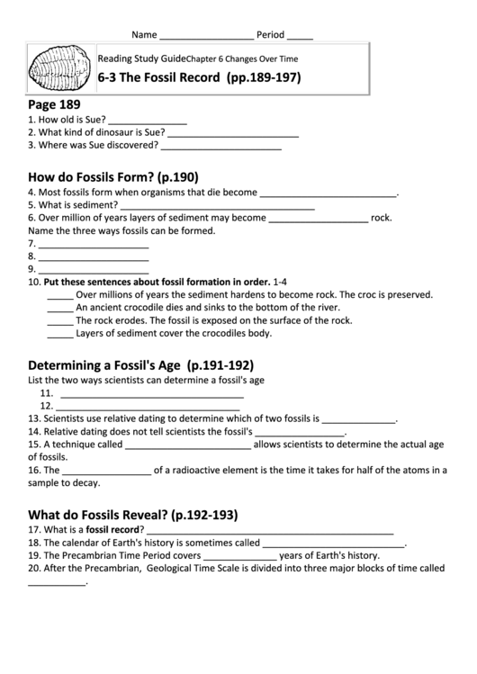 The Fossil Record printable pdf download