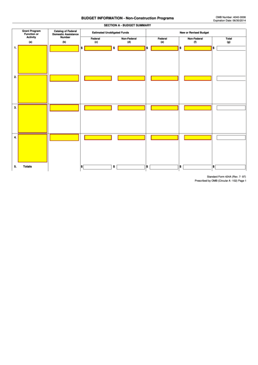 Form 424a Fillable Printable Forms Free Online