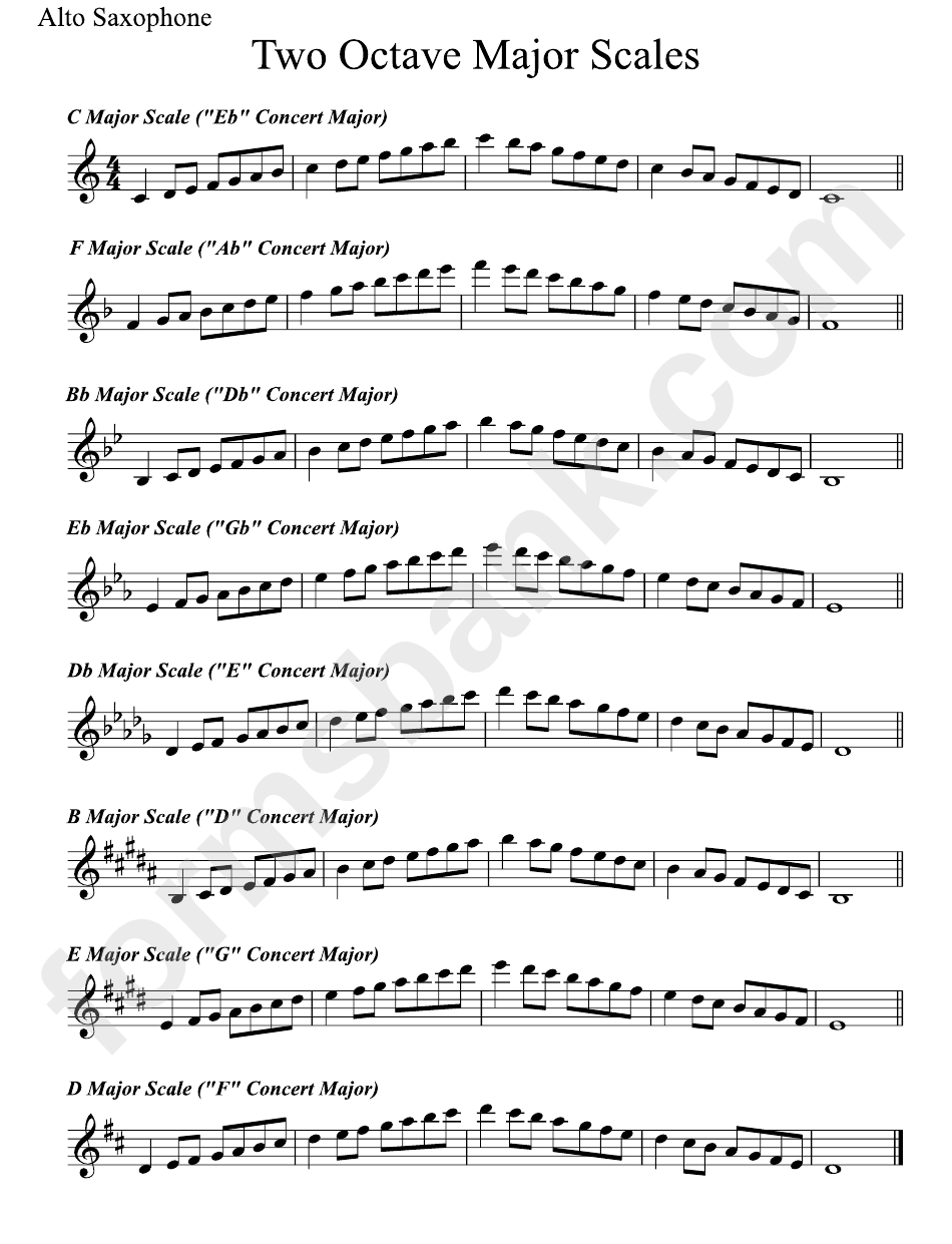 D Major Scale Alto Sax D Major Scale Alto Sax