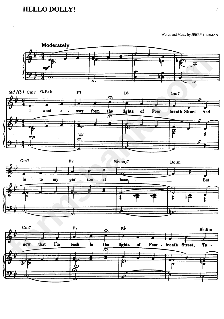 Jerry Herman Hello Dolly Sheet Music Printable Pdf Download