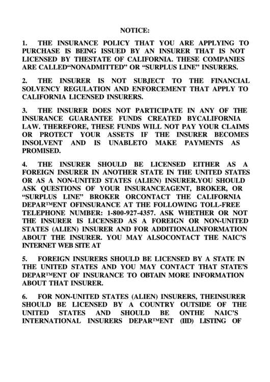 D1 Form - Union General Insurance Services printable pdf download