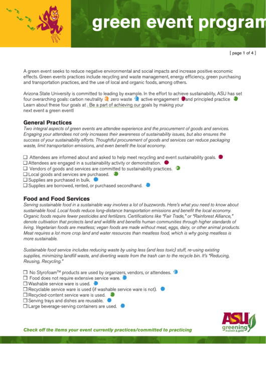 Fillable Green Event Program printable pdf download