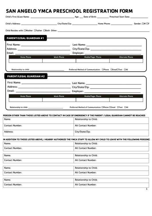 Fillable Preschool Registration Form printable pdf download