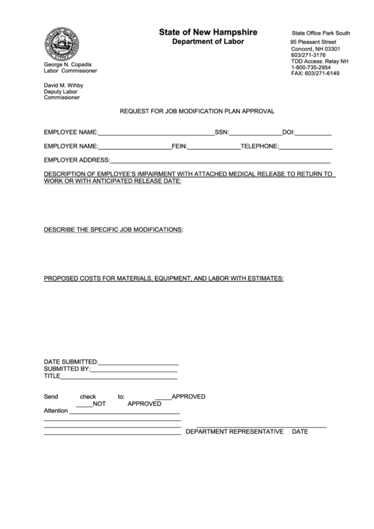 Request For Job Modification Plan Approval Form printable pdf download