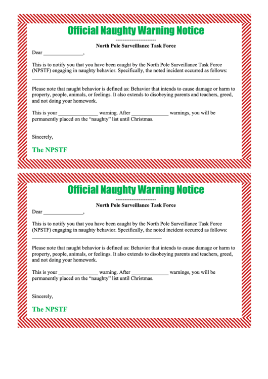Official Naughty Warning Notice printable pdf download