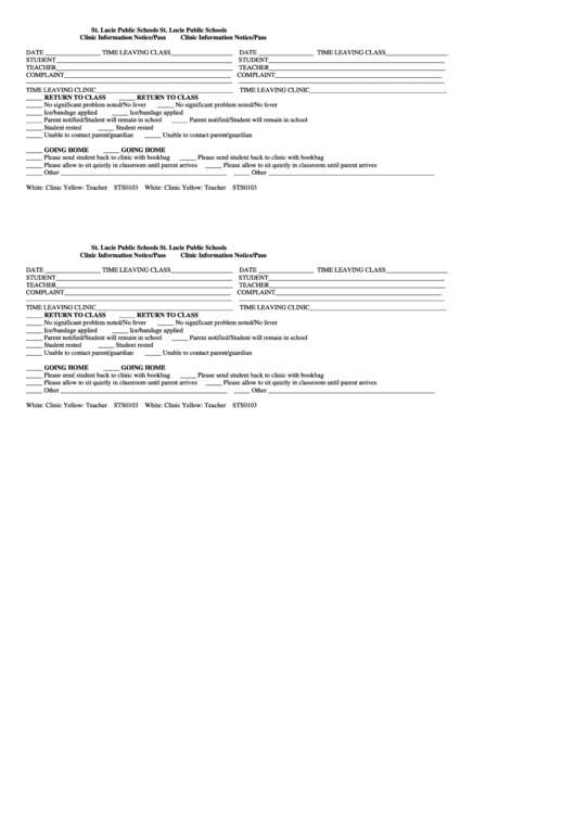 Clinic Information Notice/pass Template printable pdf download