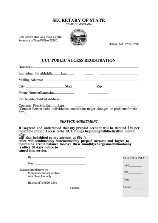 Ucc Public Access Registration Form printable pdf download