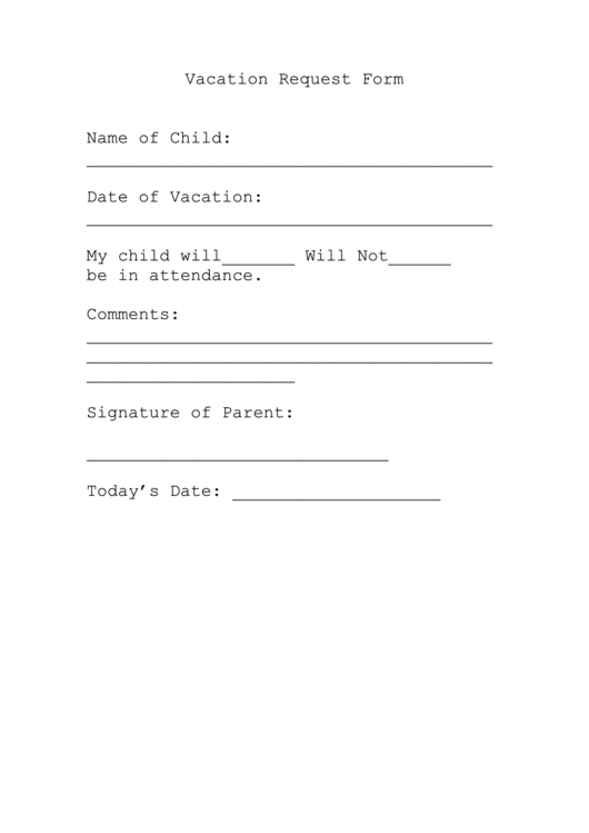 Vacation Request Form printable pdf download