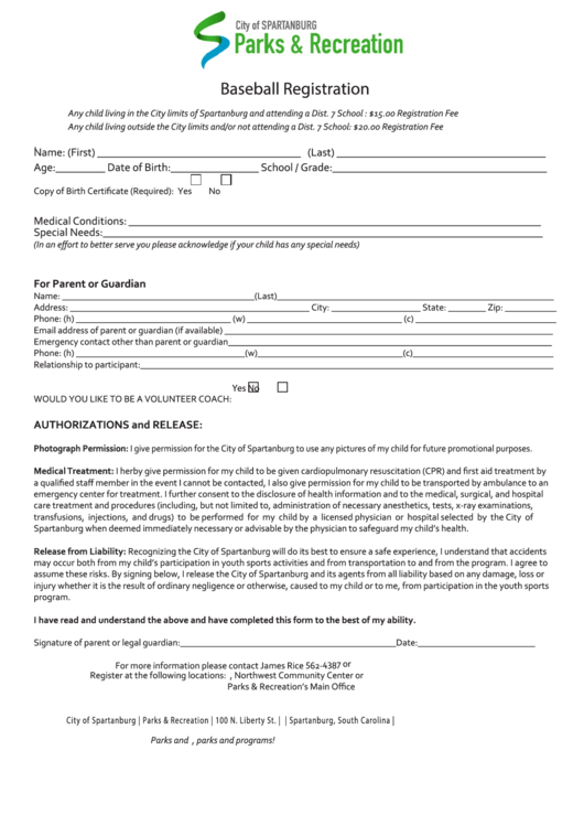 Top 5 Baseball Registration Form Templates Free To Download In PDF Format
