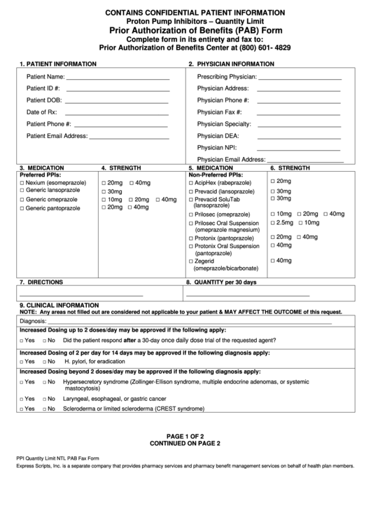 Proton Pump Inhibitors - Quantity Limit Prior Authorization Of Benefits ...