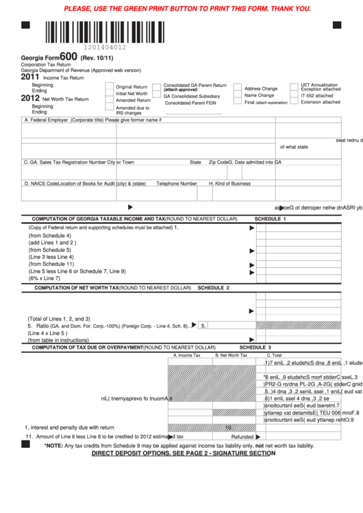 Georgia 600 Printable Form - Printable Forms Free Online