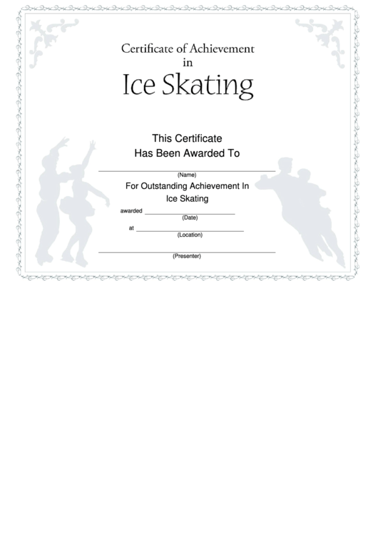 Certificate Of Achievement Template - Ice Skating printable pdf download