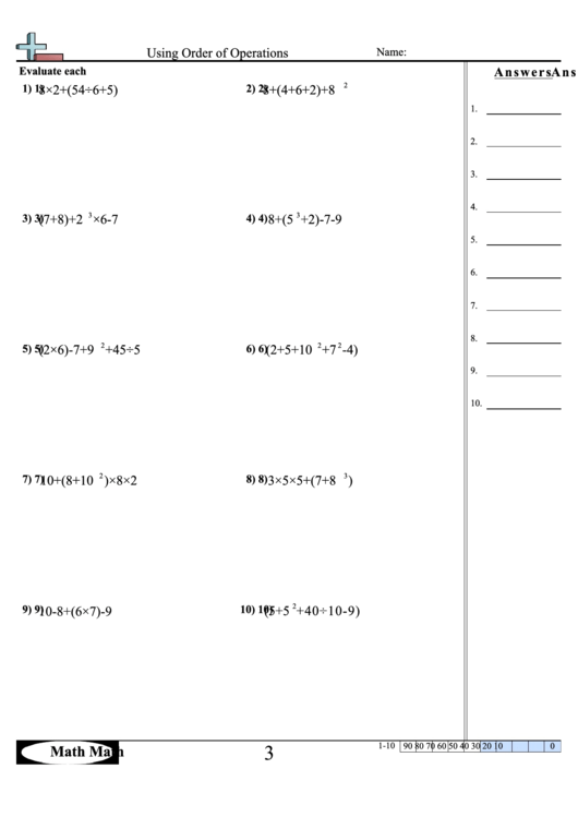 Using Order Of Operations Sheet Printable Pdf Download