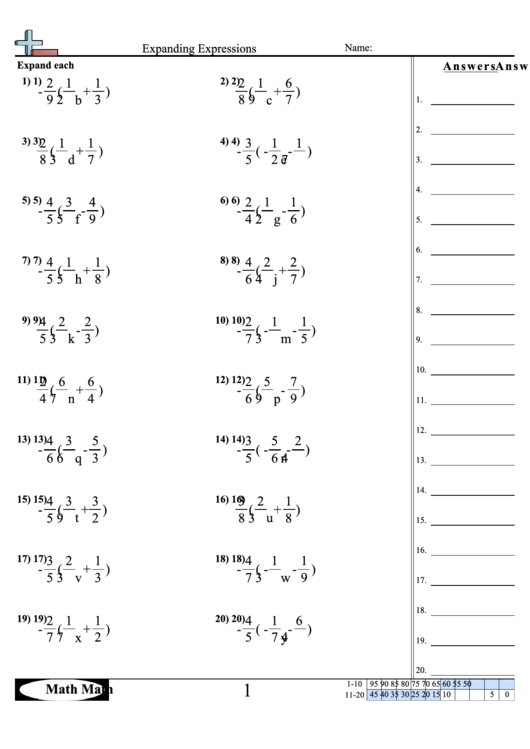 Expanding Expressions Worksheet printable pdf download