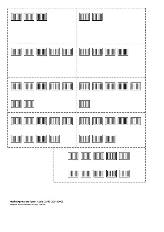 Math Expressions Secret Code Cards 200 1000 Template Printable Pdf